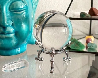 Crystal Clear Leaded Crystal Ball With Wood Stand Gazing Crystal Ball ...
