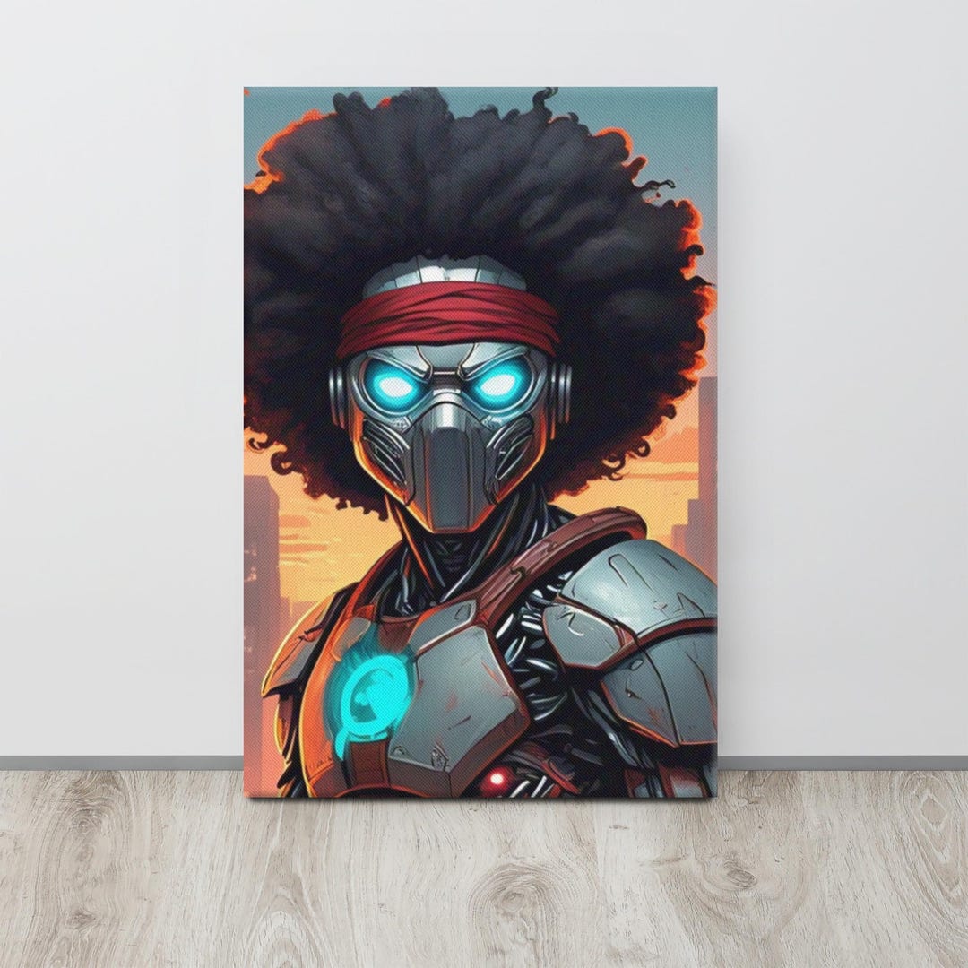 Afro Ninja Robot Canvas Prints - Etsy