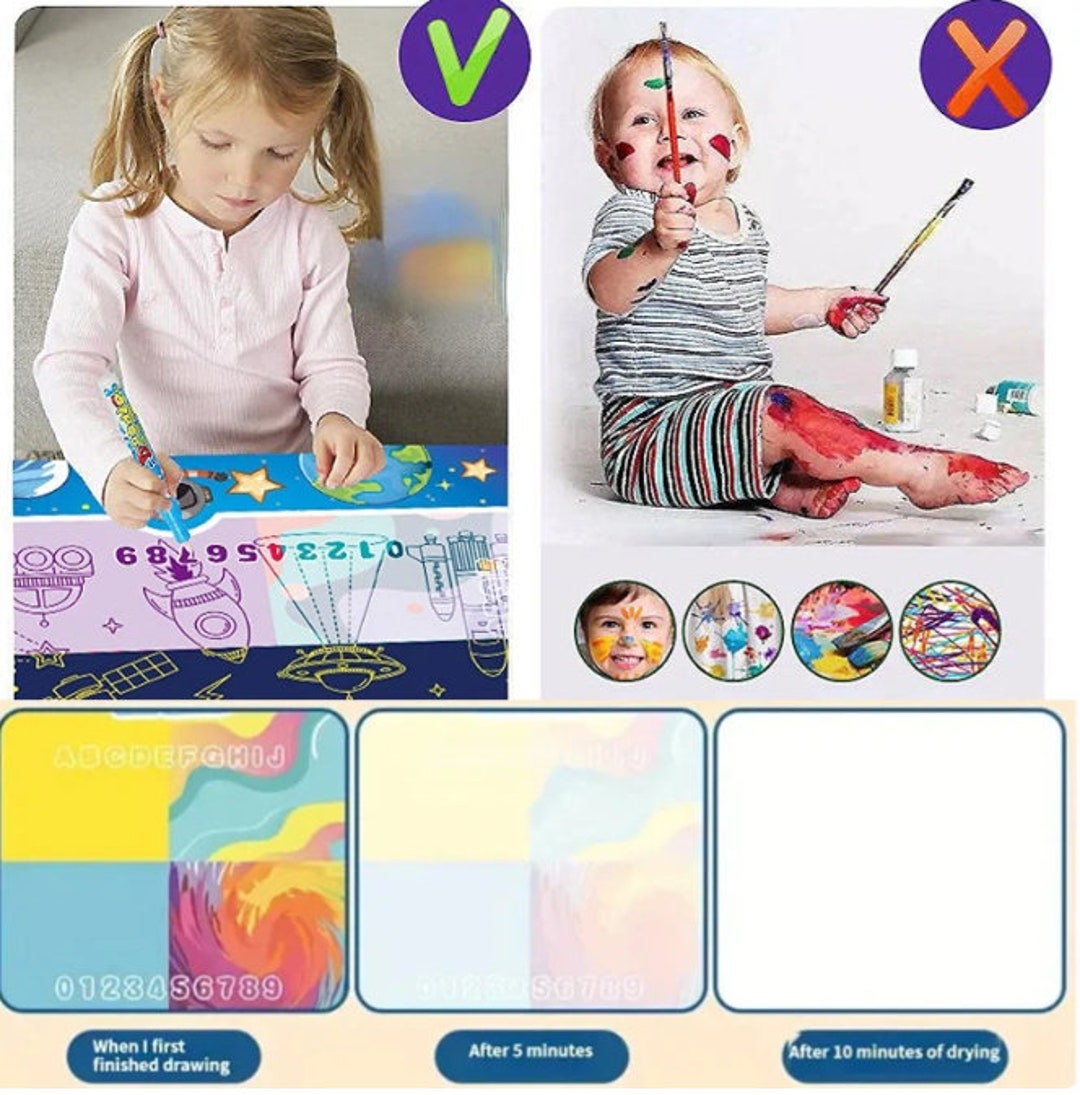 100x80cm Magic Water Drawing Mat Coloring Doodle With Reusable Magic ...