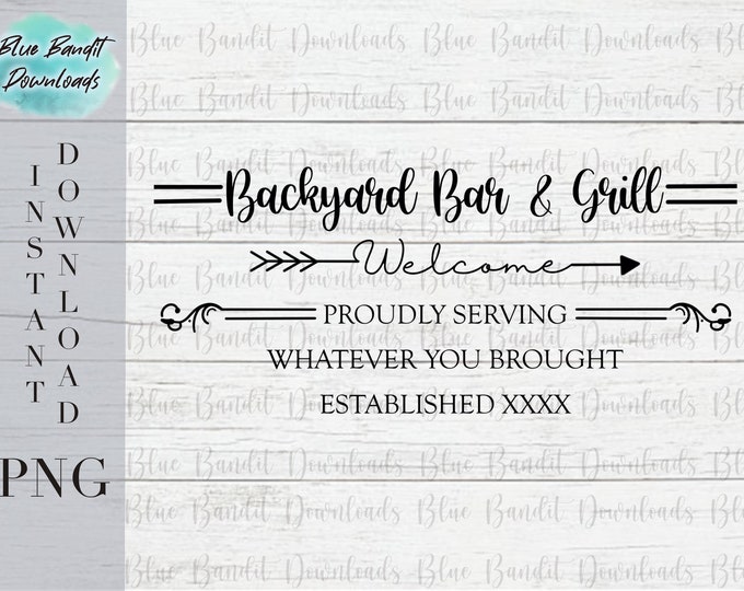 Welcome Backyard Bar and Grill Sign SVG, Vintage Bar and Grill Sign SVG ...