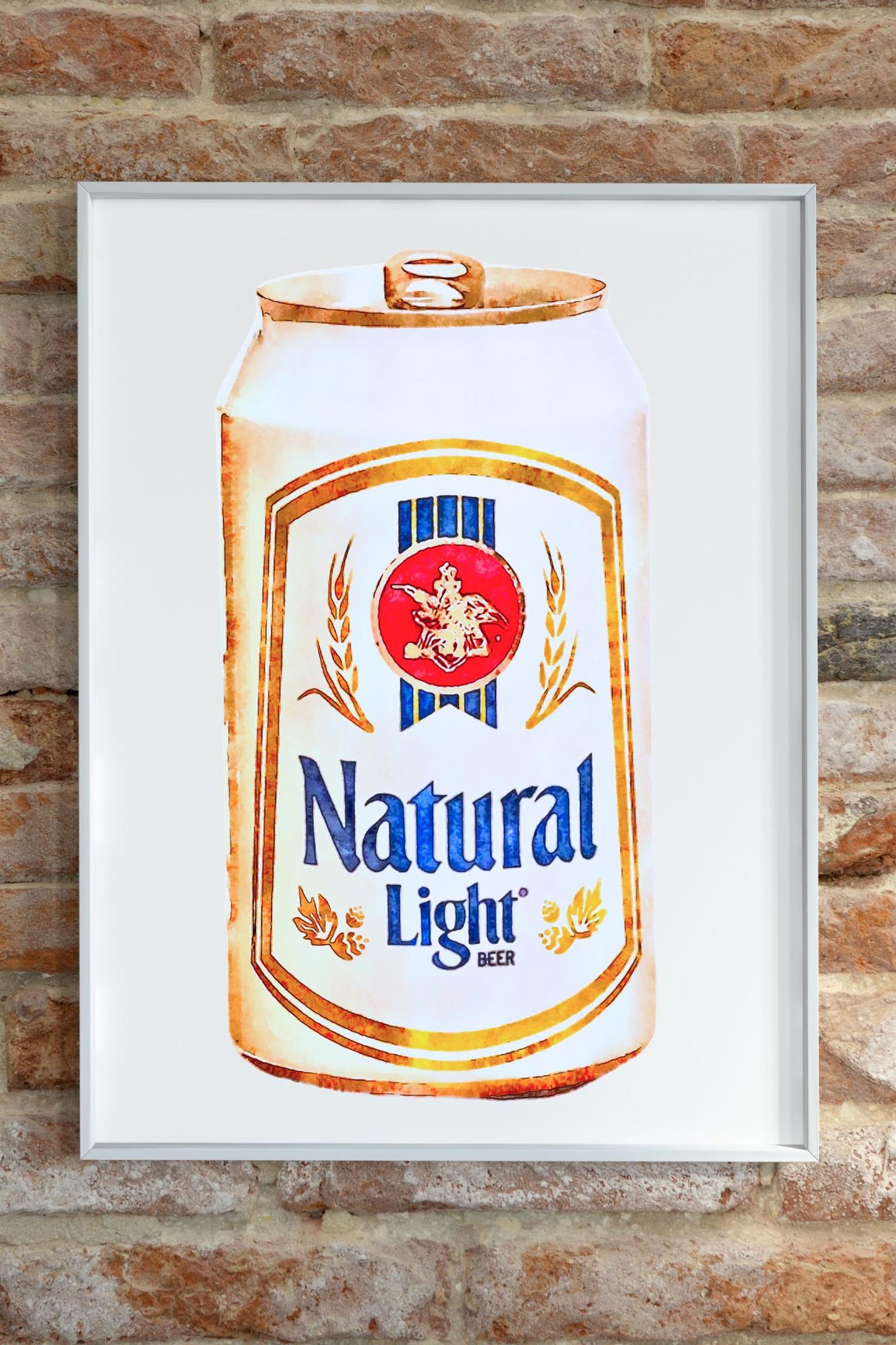 Natty Light Beer Can Digital Watercolor Print | Retro Bar Digital Print ...