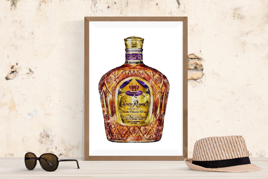 Crown Royal Whiskey Bottle Art Print Canadian Whiskey Decor Digital 0263