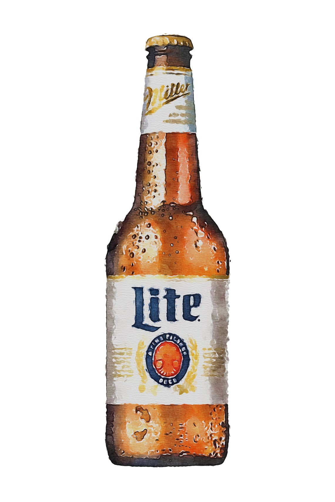 Miller Lite Digital Watercolor Print | Beer Bottle Art Download | Bar ...