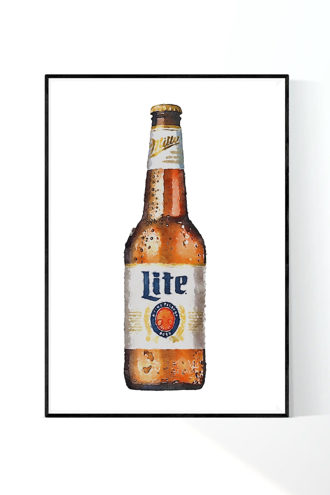 Miller Lite Digital Watercolor Print | Beer Bottle Art Download | Bar ...