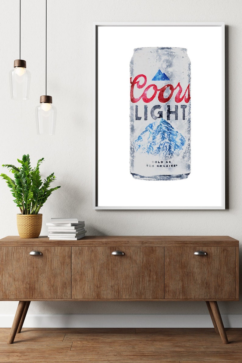 Coors Light Beer Art | Digital Watercolor Print | Instant Download Bar ...