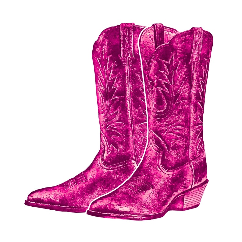 Pink Cowboy Boots Print | Modern Cowgirl Art | Nashville Inspired Chic ...