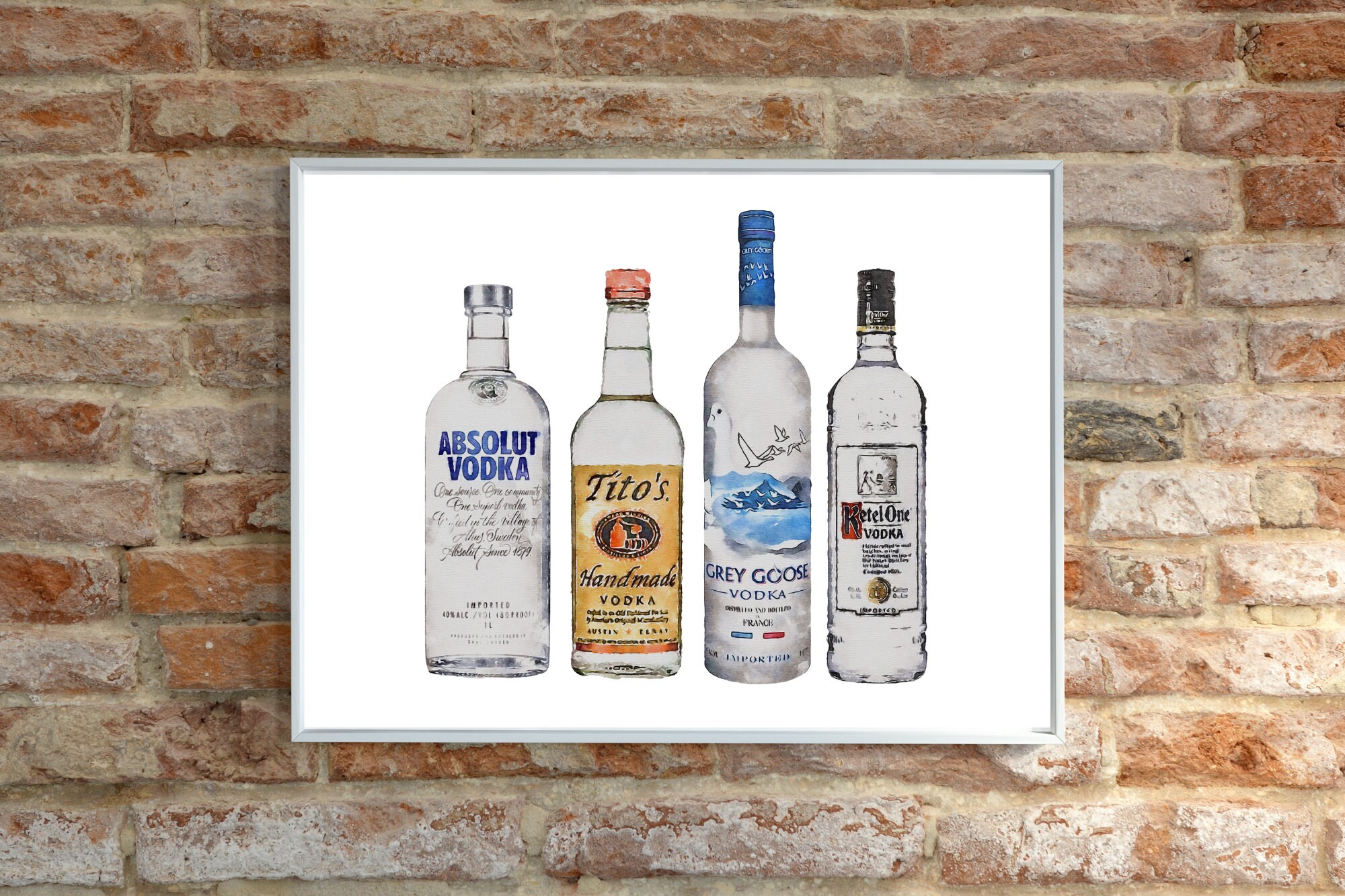Classic Vodka Bottle Art Prints | Digital Downloadable Bar Decor ...