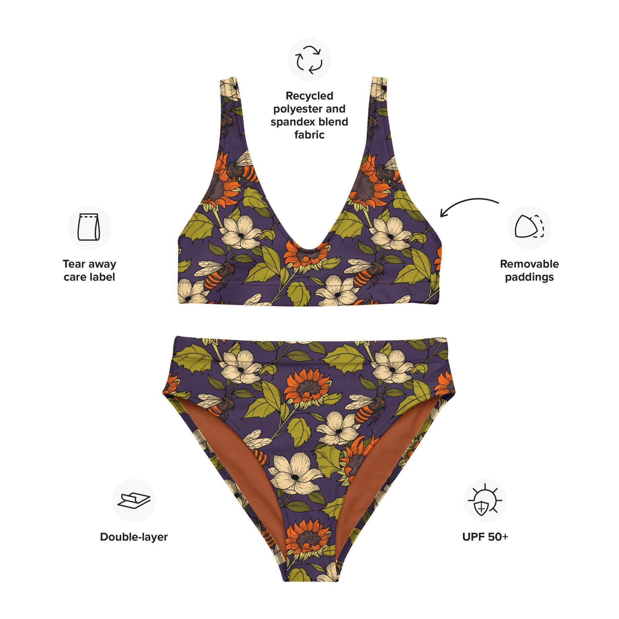 Retro Floral Bathing Suit, 70s Bathing Suit, Floral Bikini, Cute Bikini ...