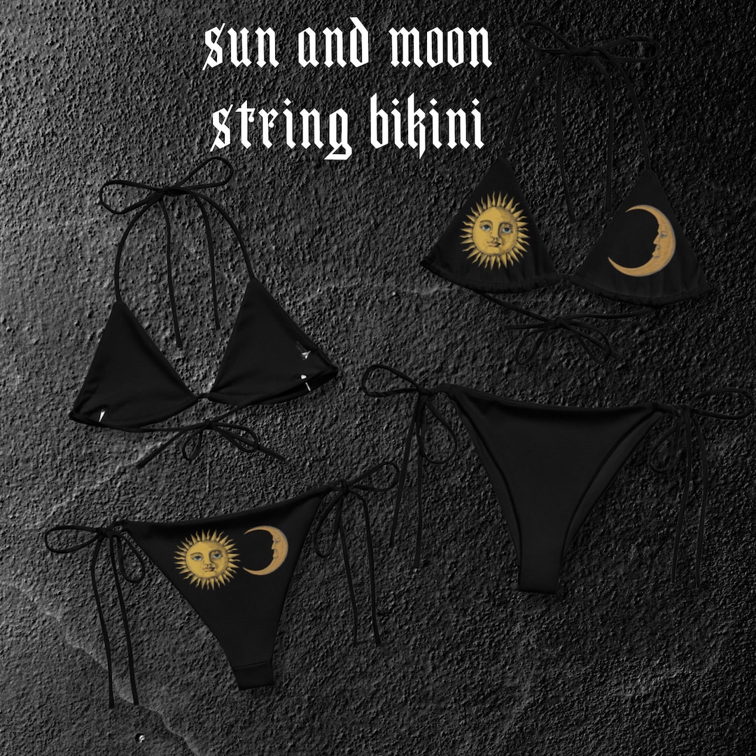 Retro Sun and Moon String Bikini/ 70s Crescent Moon and Sun - Etsy