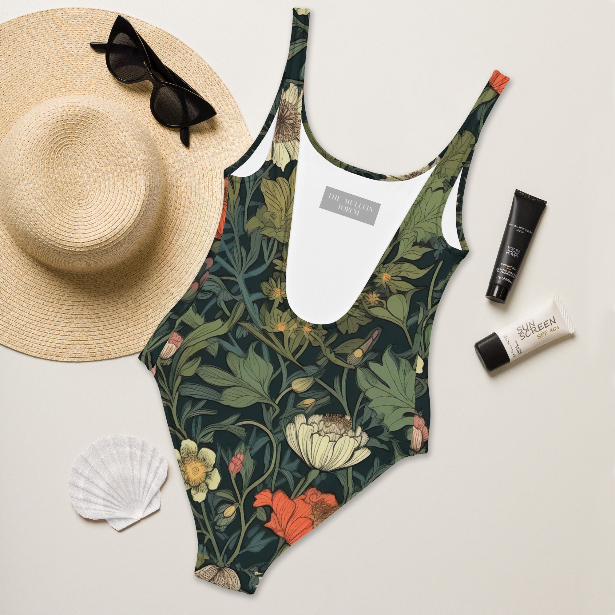 Floral Wild Flower One-piece Swimsuit, Floral Bathing Suit, One Piece ...