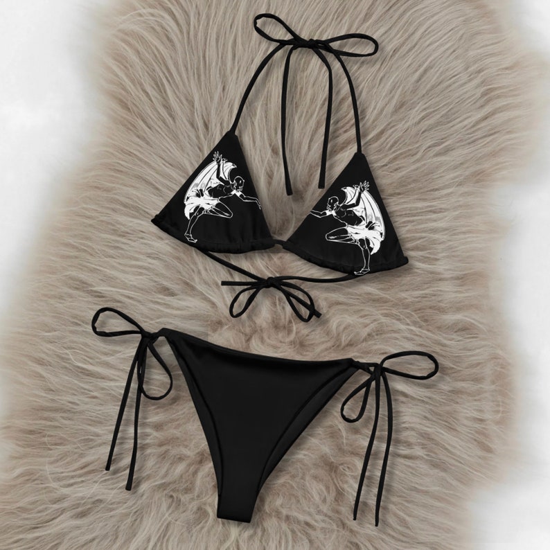 Gothic Little Devil String Bikini Set/ Rave Bikini/ All-over - Etsy
