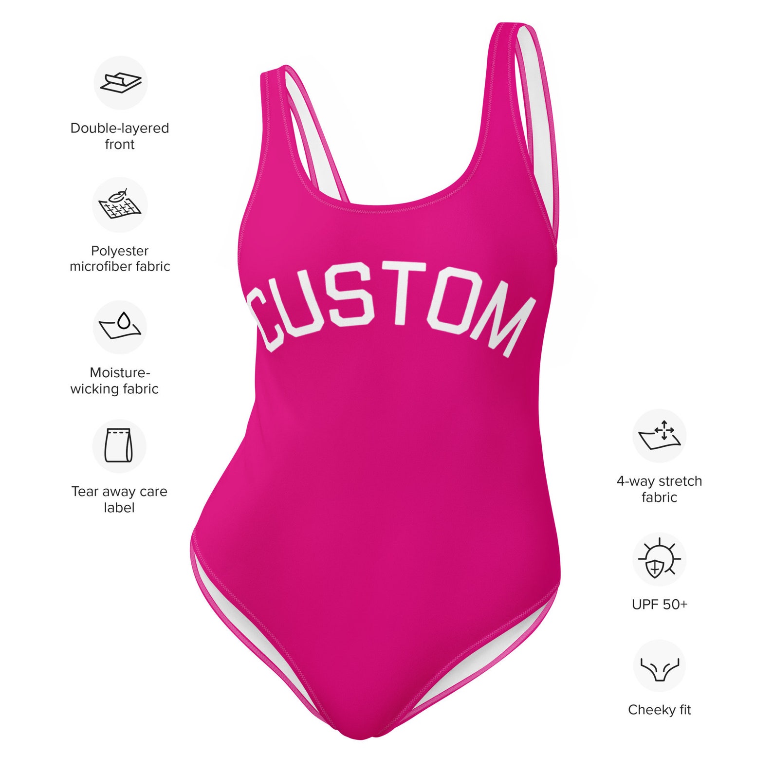 Custom Pink One-piece Swimsuit/ Personalized Bathing Suit/ Brown ...