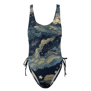 Van Gogh Inspired One Piece Bathing Suit/ Adjustable Straps Super ...