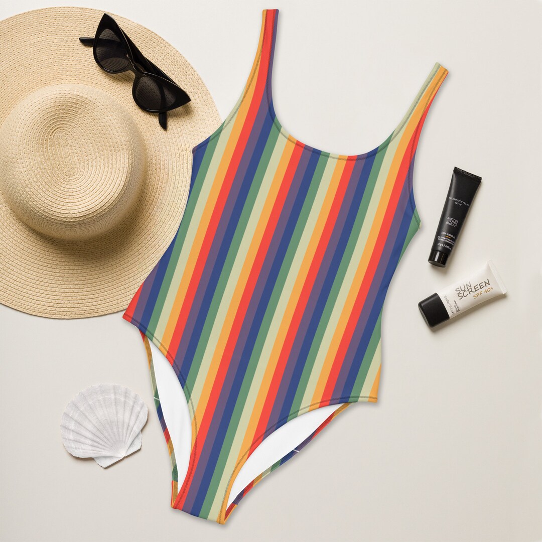 Rainbow One Piece Swimsuit Rainbow Bodysuit Etsy