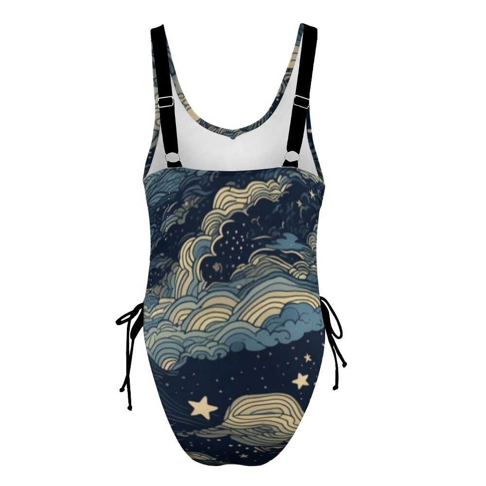 Van Gogh Inspired One Piece Bathing Suit/ Adjustable Straps Super ...