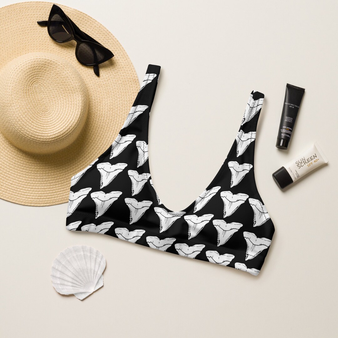Cute Shark Tooth Bikini Top Recycled High Waisted Bikini Shark Tooth Bikini Recycled Padded