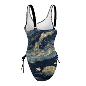 Van Gogh Inspired One Piece Bathing Suit/ Adjustable Straps Super ...
