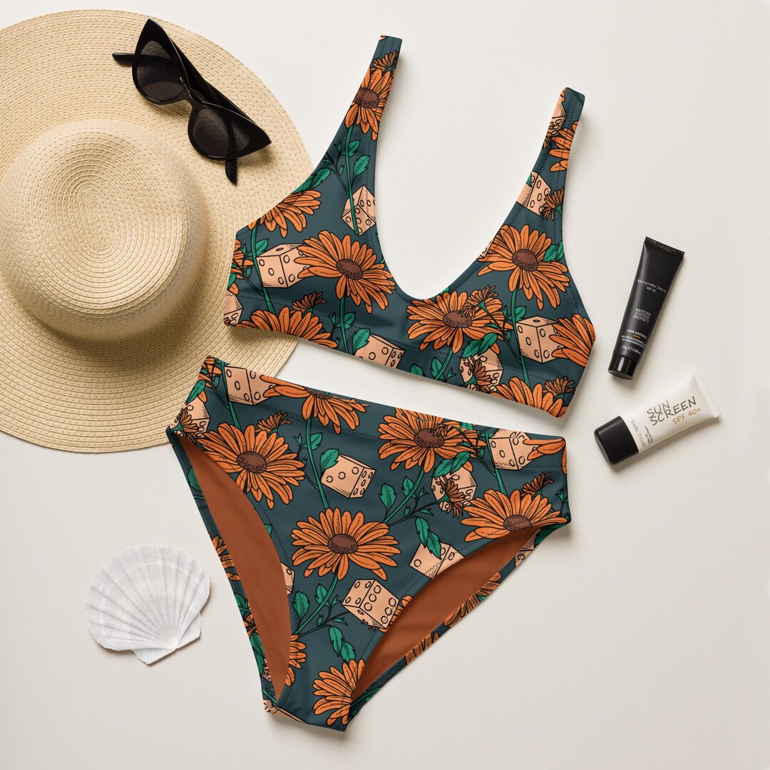 Retro Floral Bikini, Floral Bikini, Dopamine Core Swimsuit Grunge ...