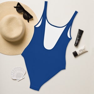 Custom Royal Blue One-piece Swimsuit/ Personalized Bathing Suit/ Brown ...