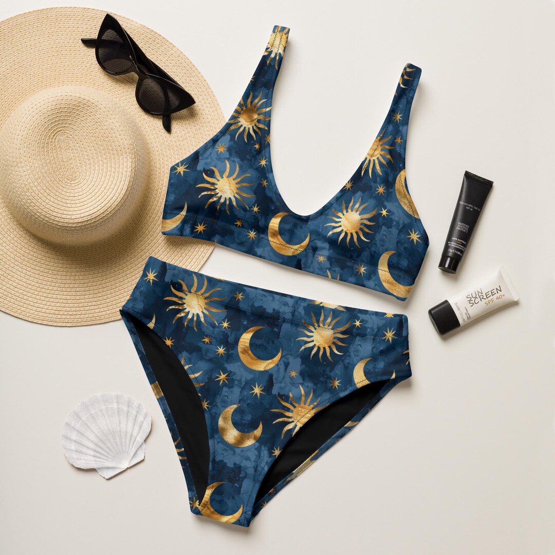 Celestial Women's Swimsuit, Moon and Stars Bathing Suit, Retro Swimsuit ...