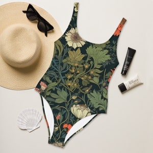 Floral Wild Flower One-piece Swimsuit, Floral Bathing Suit, One Piece ...