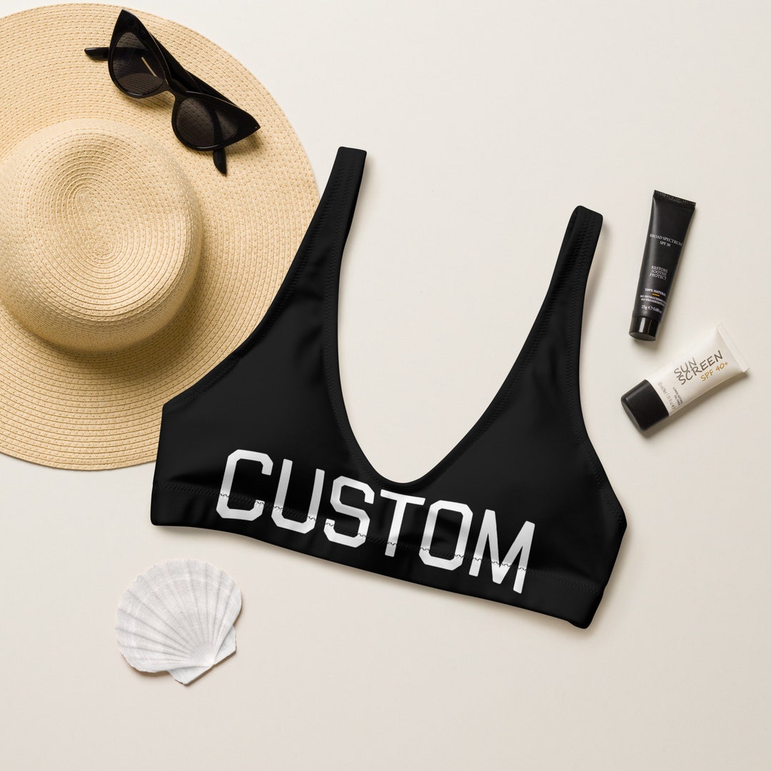 Custom Basic Black Bikini Top/ Personalized Bikini Top/ Recycled Padded ...