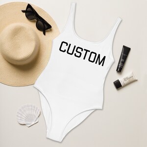 White Custom One-piece Swimsuit/ Bride Swimsuit/ Matching Bridesmaid ...