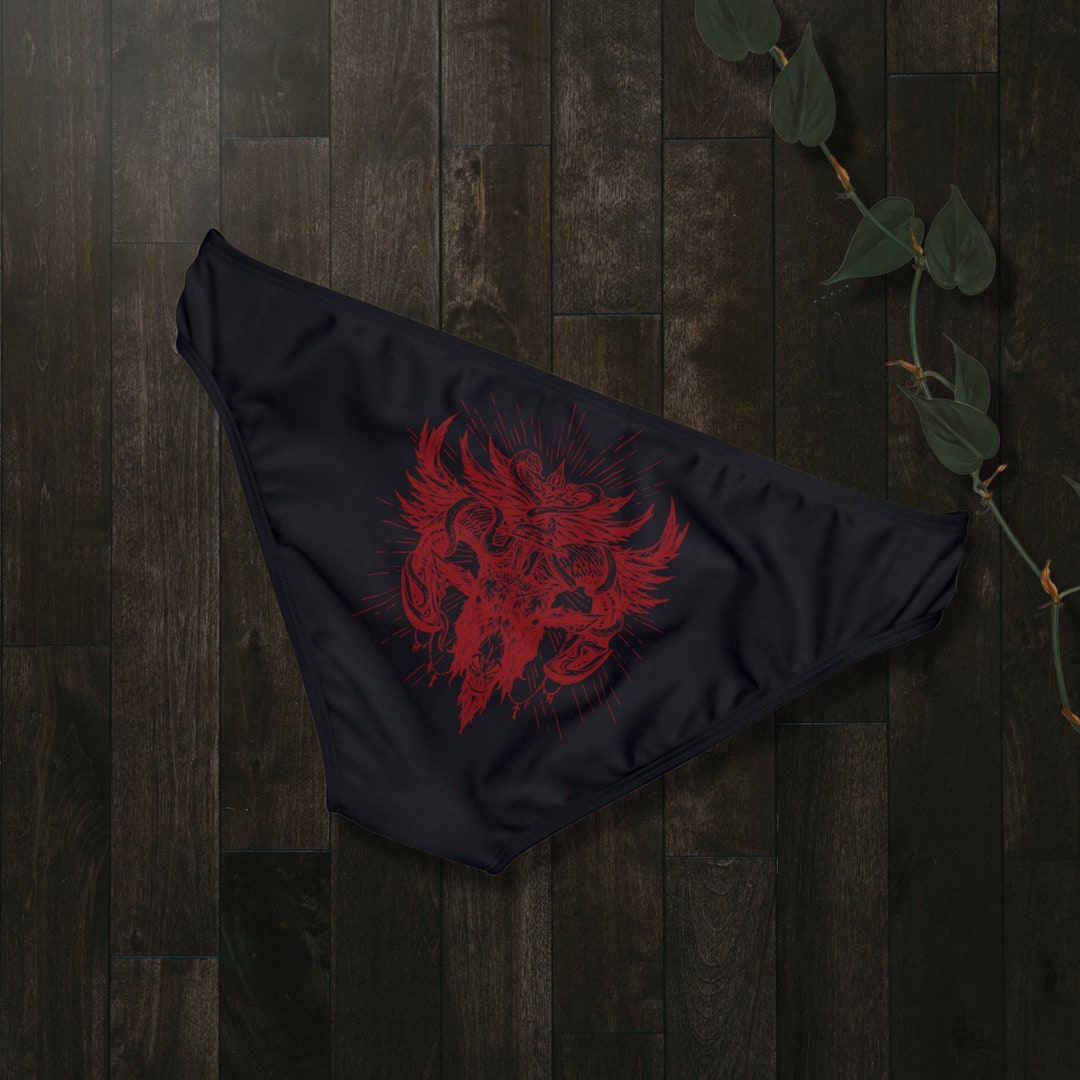 Goat Head and Snake Goth Low Rise Bikini Bottom/ Witchcore Swimsuit ...