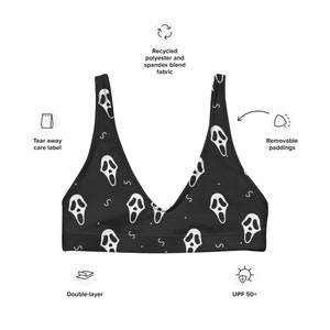Spooky Bikini Top/ Halloween Bikini Top/ SCREAM Bikini Top/ Recycled ...