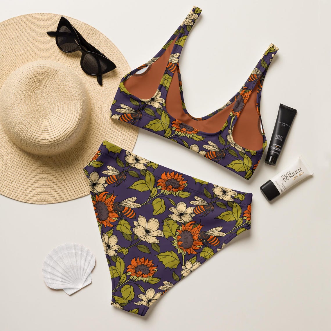 Retro Floral Bathing Suit, 70s Bathing Suit, Floral Bikini, Cute Bikini ...