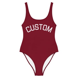 Custom Maroon One-piece Swimsuit/ Personalized Bathing Suit/ Brown ...