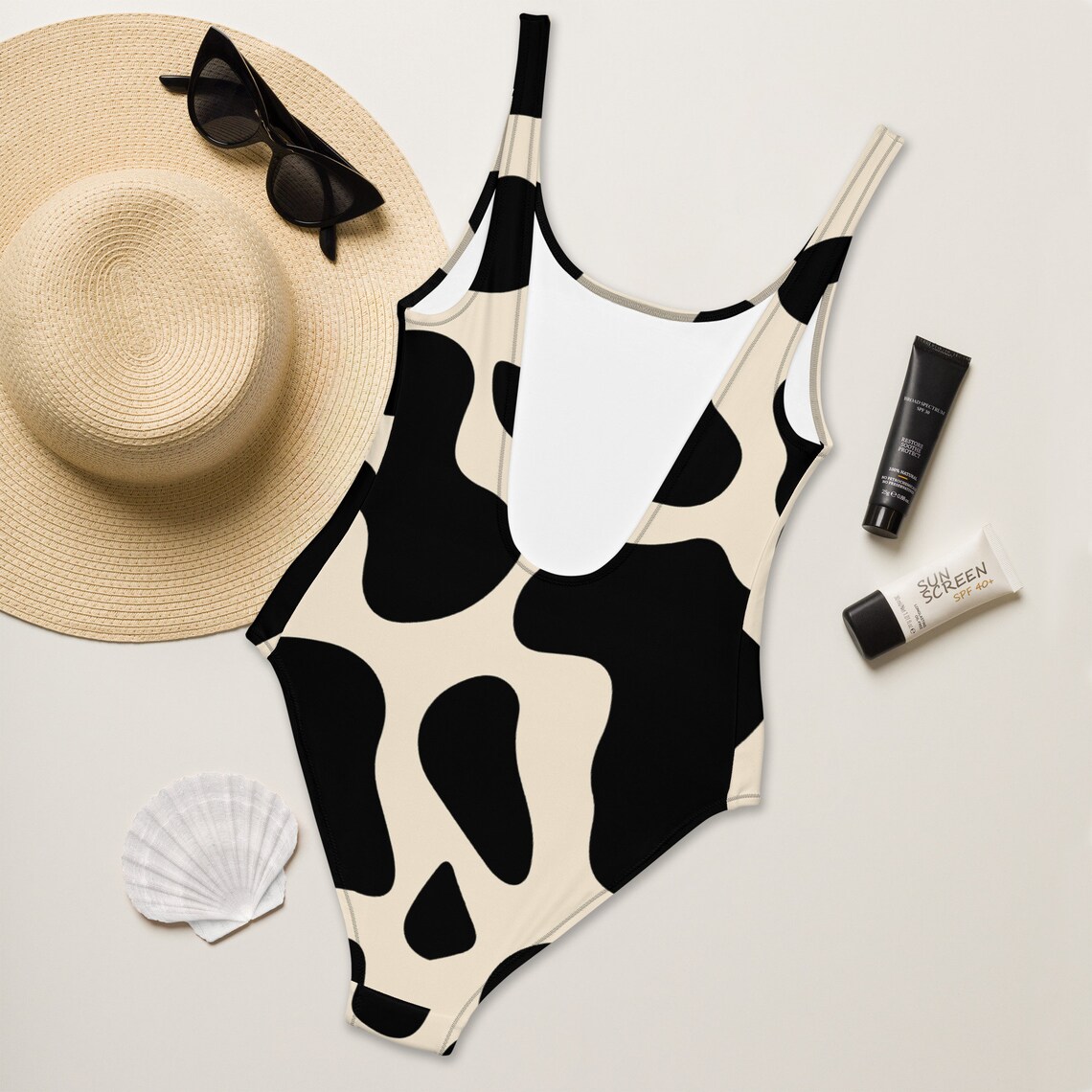 Cow Print One-piece Swimsuit/ Cow Print Leotard - Etsy