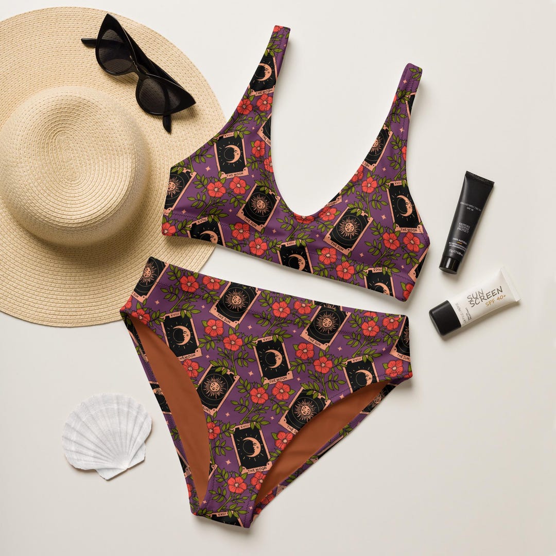Tarot Card Bikini Set, High Waisted Bottoms, Witchy Swimsuit, Witchcore ...