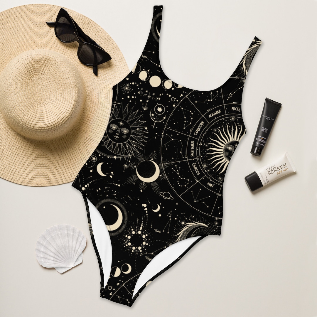 Moon and Sun One Piece/ Celestial Body Suit/ Witchy Swimsuit/ Witchcore ...