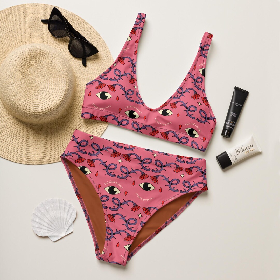 Cute Pink Bikini Set, Trendy Bathing Suit, Two Piece Swimsuit, Goth ...