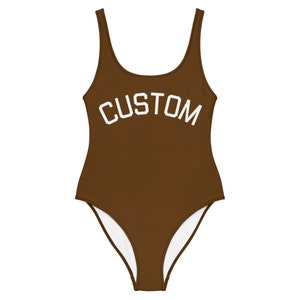 Custom Brown One-piece Swimsuit/ Personalized Bathing Suit/ Brown ...