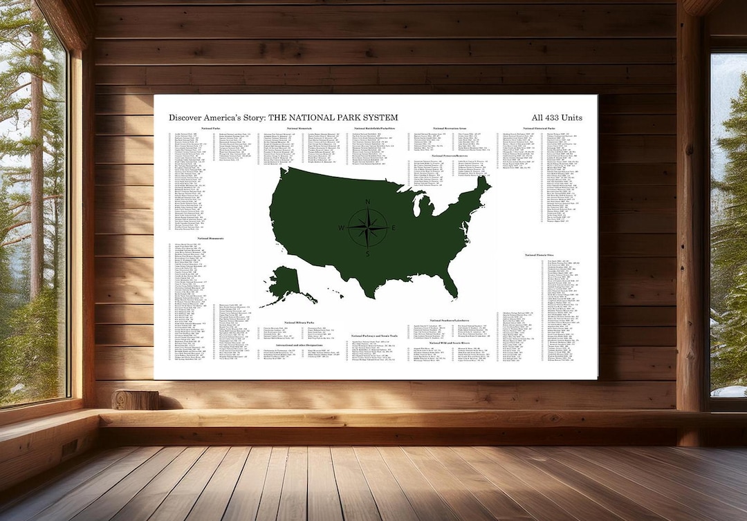 National Park Service Poster - All 433 Units Map - Travel Decor ...