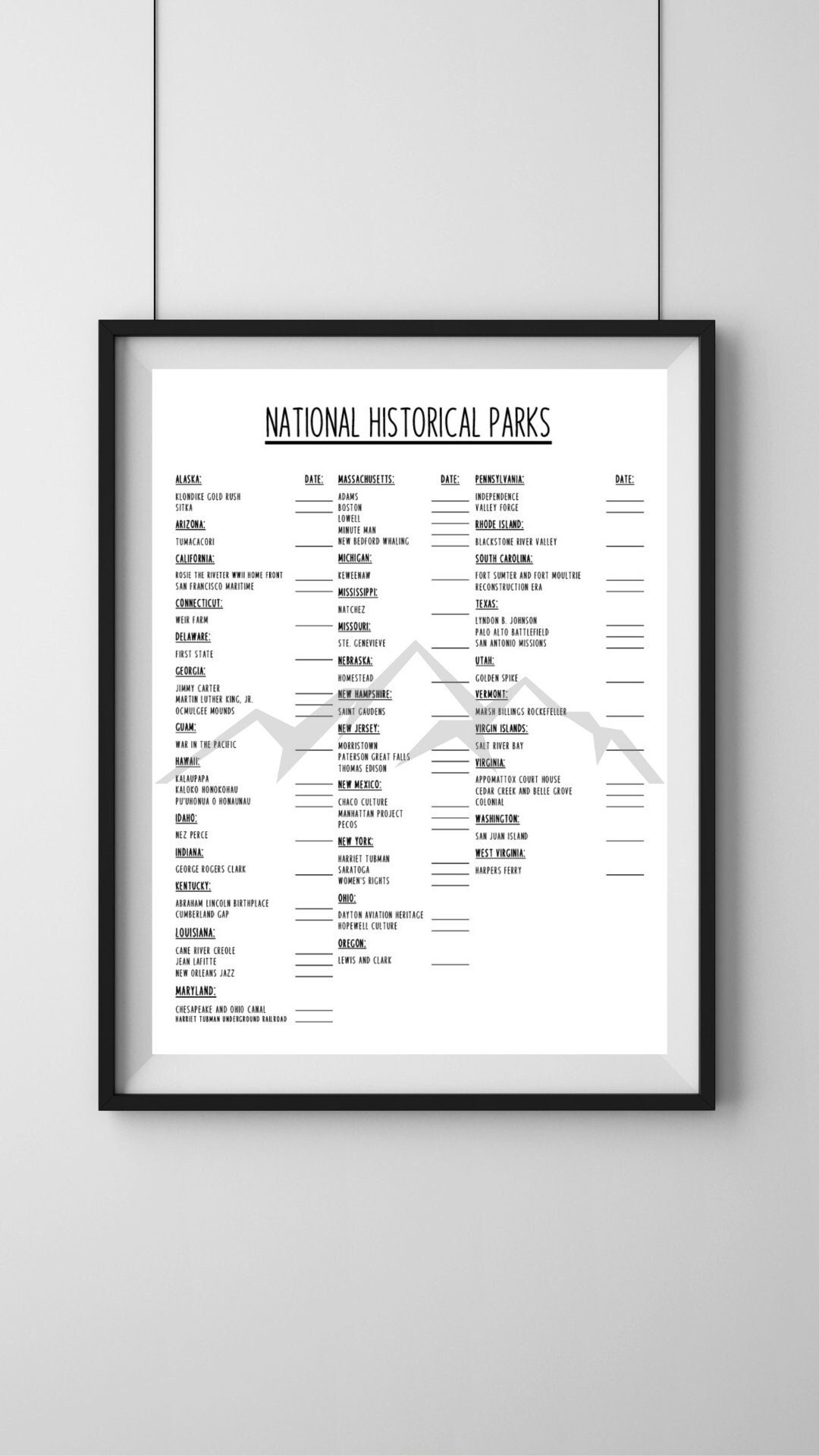 National Historical Parks Poster: Minimalist Travel Wall Art (digital ...