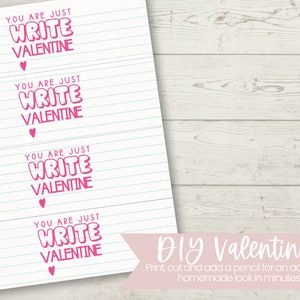 You Are Just Write Valentine Printable Pencil Tag Classroom - Etsy