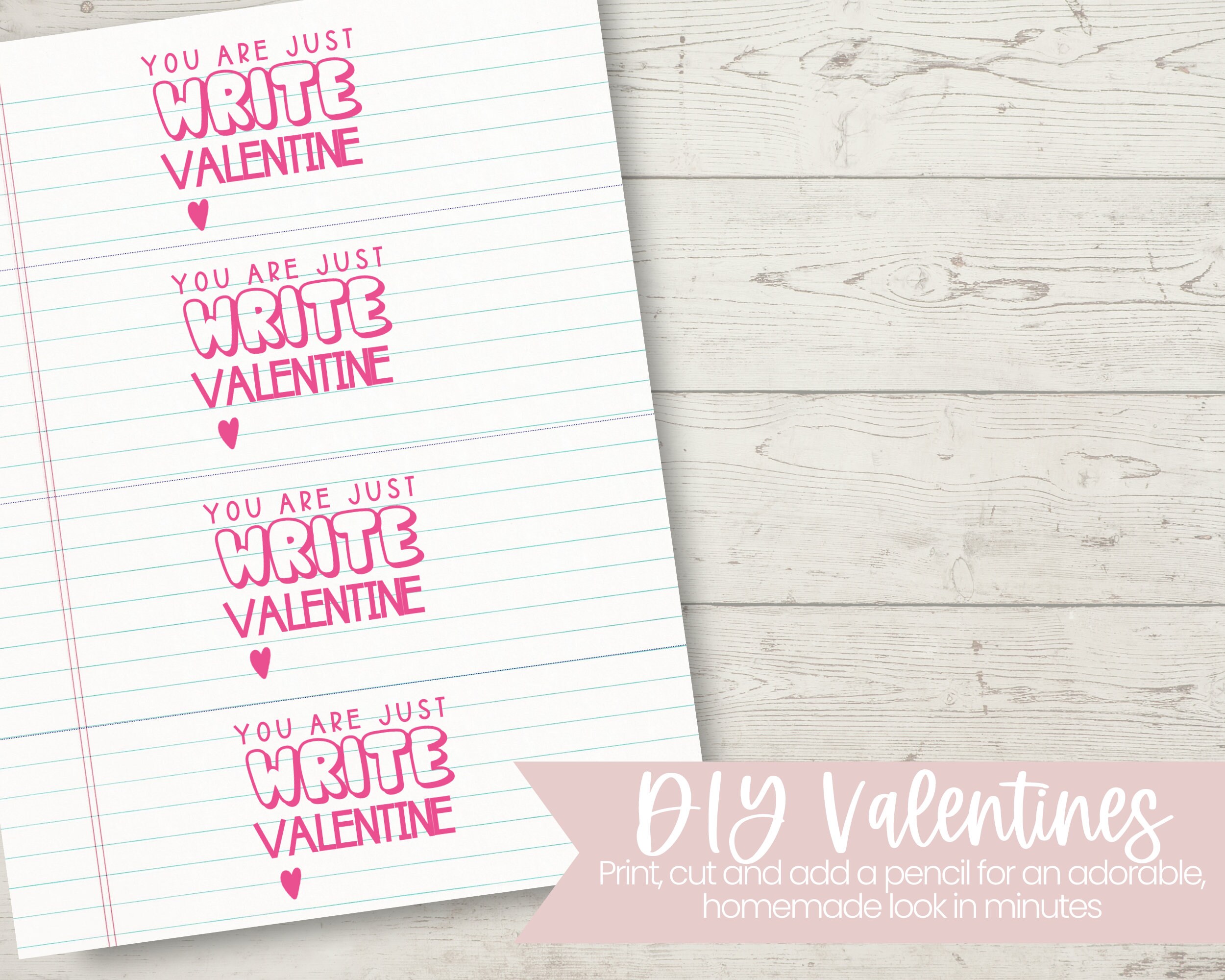 You Are Just Write Valentine Printable Pencil Tag Classroom - Etsy