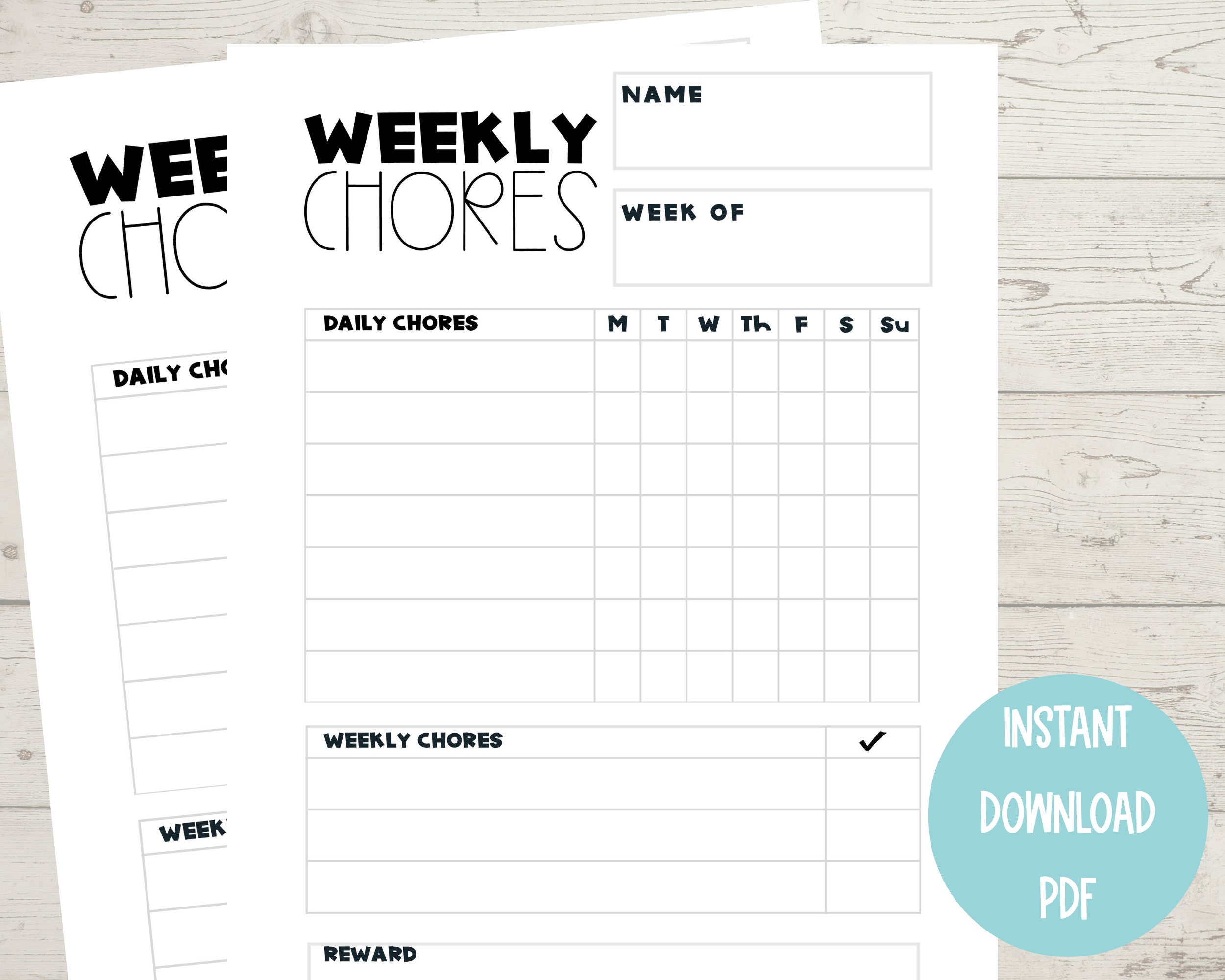 Modern Weekly Chore Chart Printable - Editable or Print and Fill ...