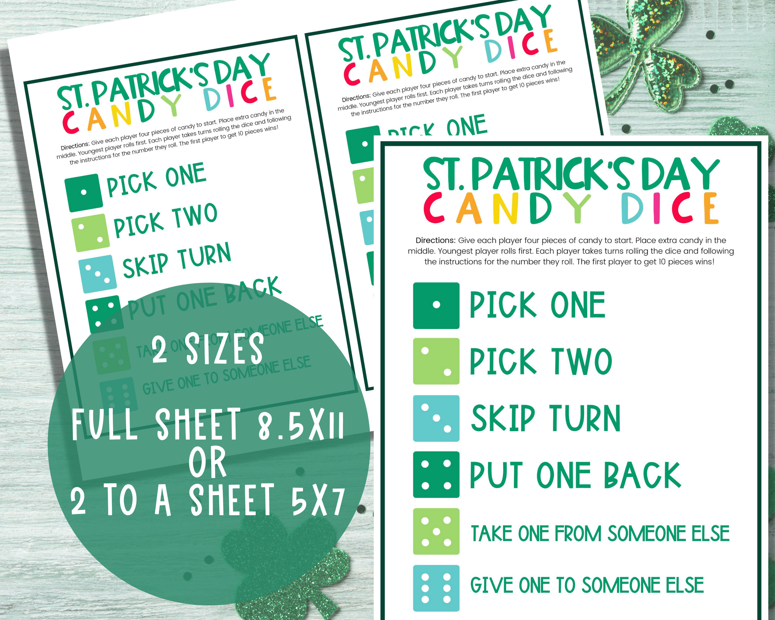 St. Patrick's Day Candy Dice Game St. Patrick's Day - Etsy