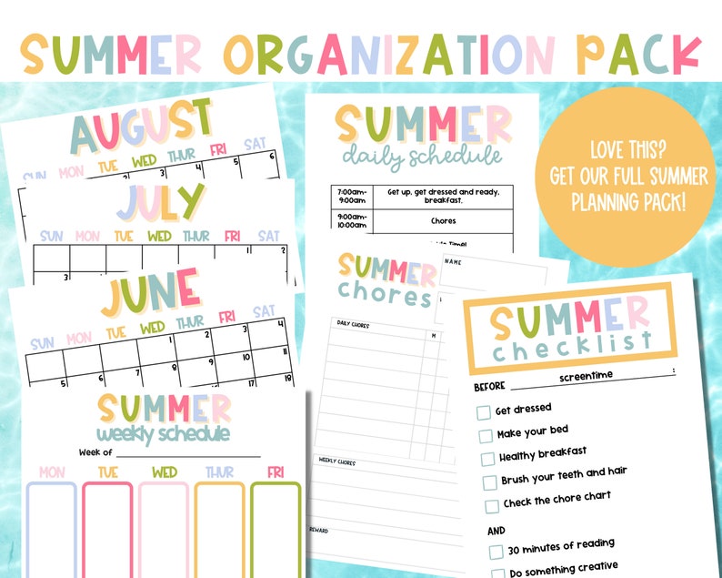 Summer Schedule Printable | Editable PDF - Etsy