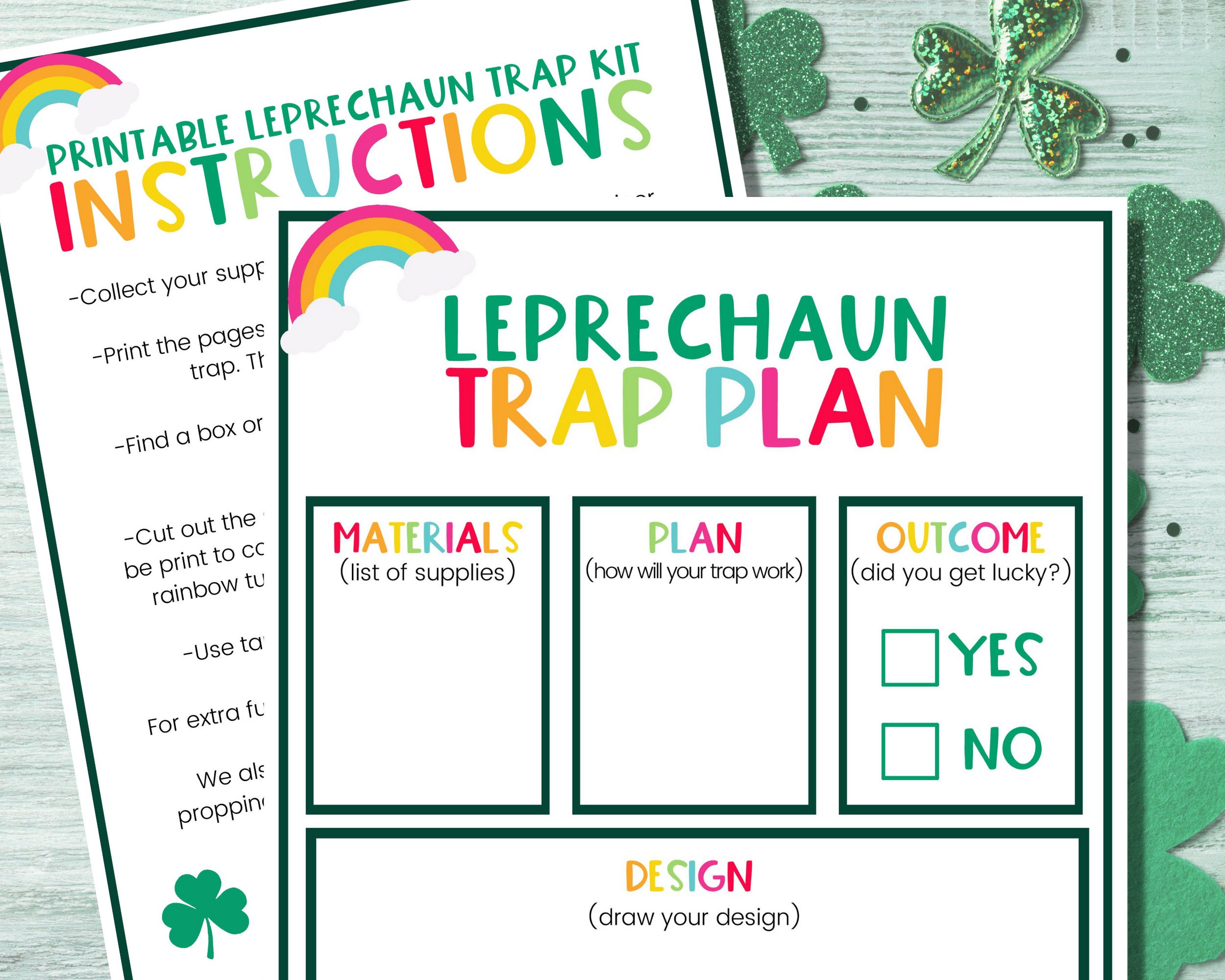 Leprechaun Trap Kit Printable | Leprechaun Footprint | St. Patrick’s ...