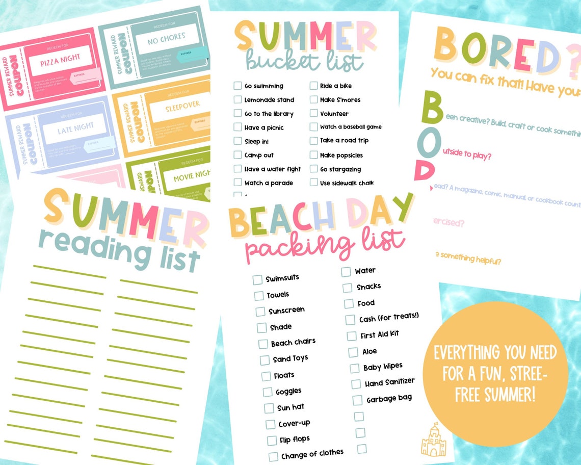 Summer Printables for Families Summer Checklist Summer - Etsy