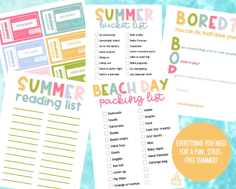 Summer Printables for Families | Summer Checklist | Summer Organization ...
