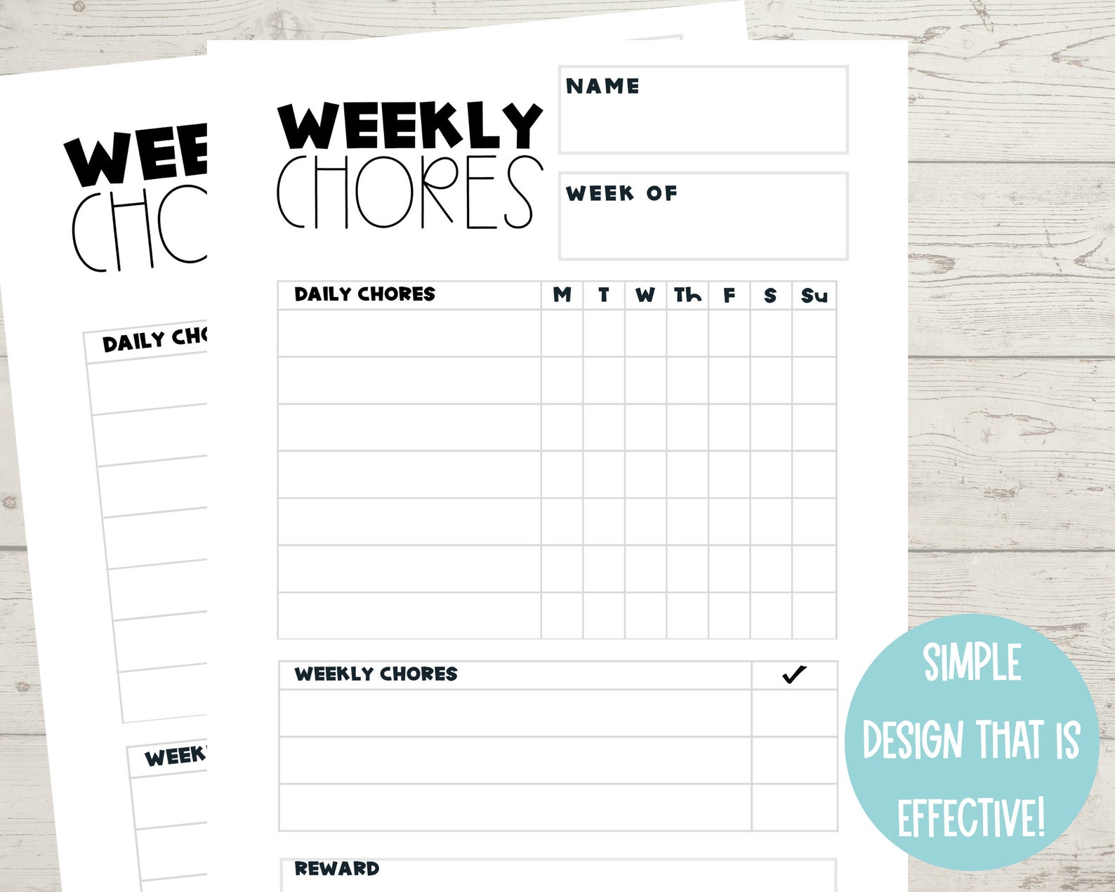 Modern Weekly Chore Chart Printable - Editable or Print and Fill ...