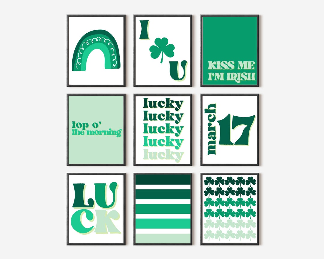 St. Patrick's Day Wall Art Set of 11 Prints, Digital Printable, Gallery ...