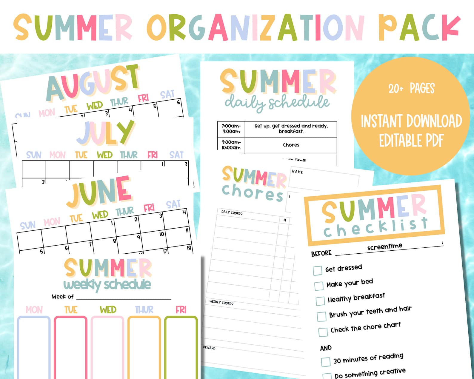 Summer Printables for Families | Summer Checklist | Summer Organization ...
