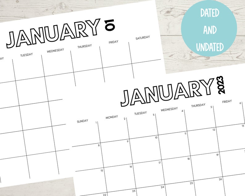 Modern 2023 Monthly Calendar Printable - Etsy